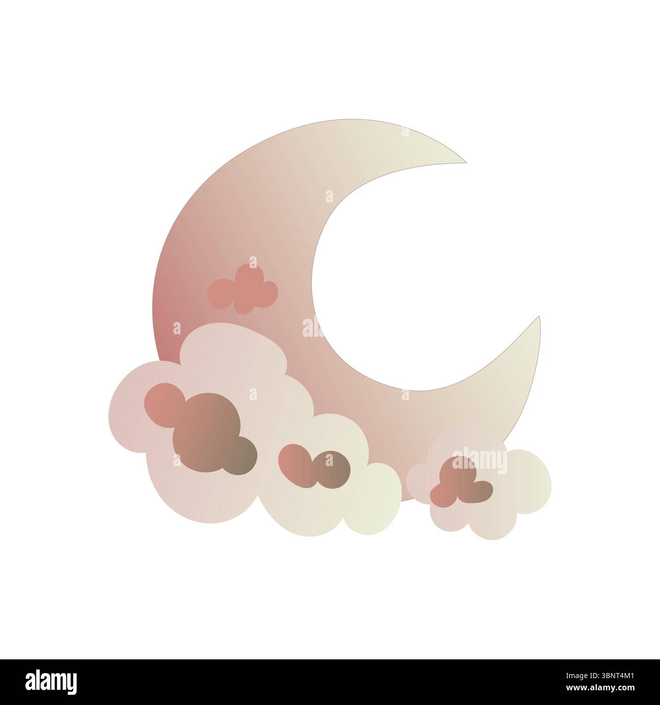 Crescent moon cloud. Night sky element. Dreamy celestial body. Vector ...