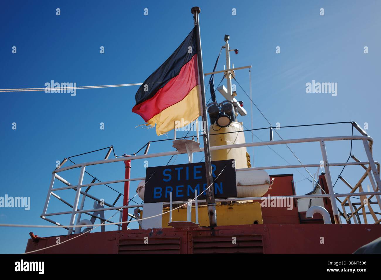 BREMERHAVEN, GERMANY - 29 MARCH 2025: German flag flying on the ...