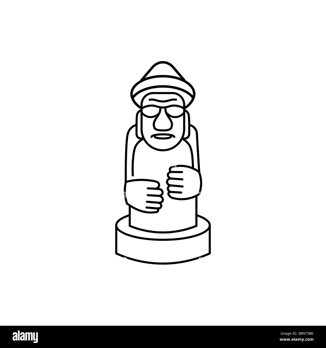 A distinctive vector line icon of a Dol Hareubang stone statue from ...