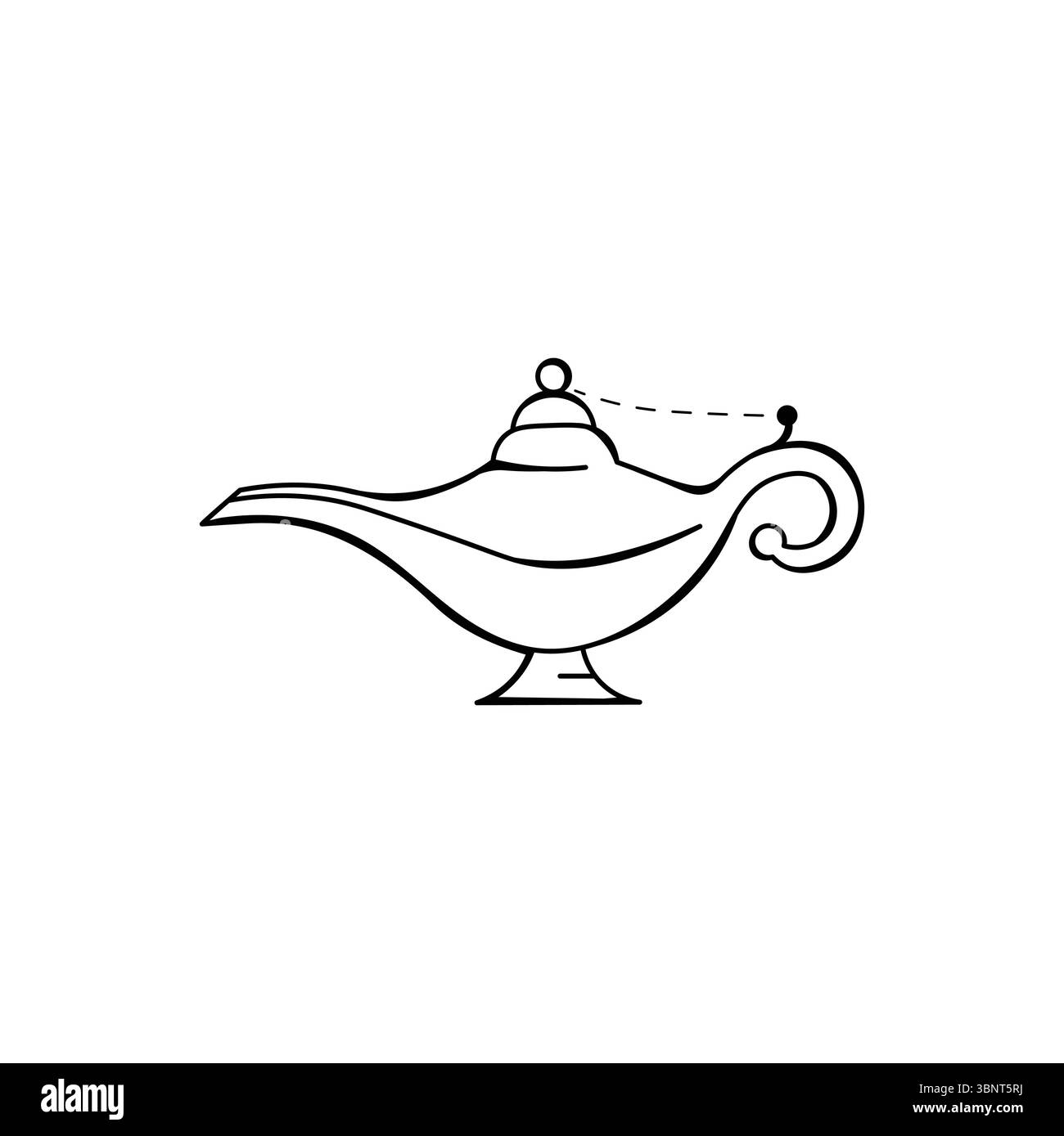 A magical line art illustration of an ornate genie lamp, perfect for ...