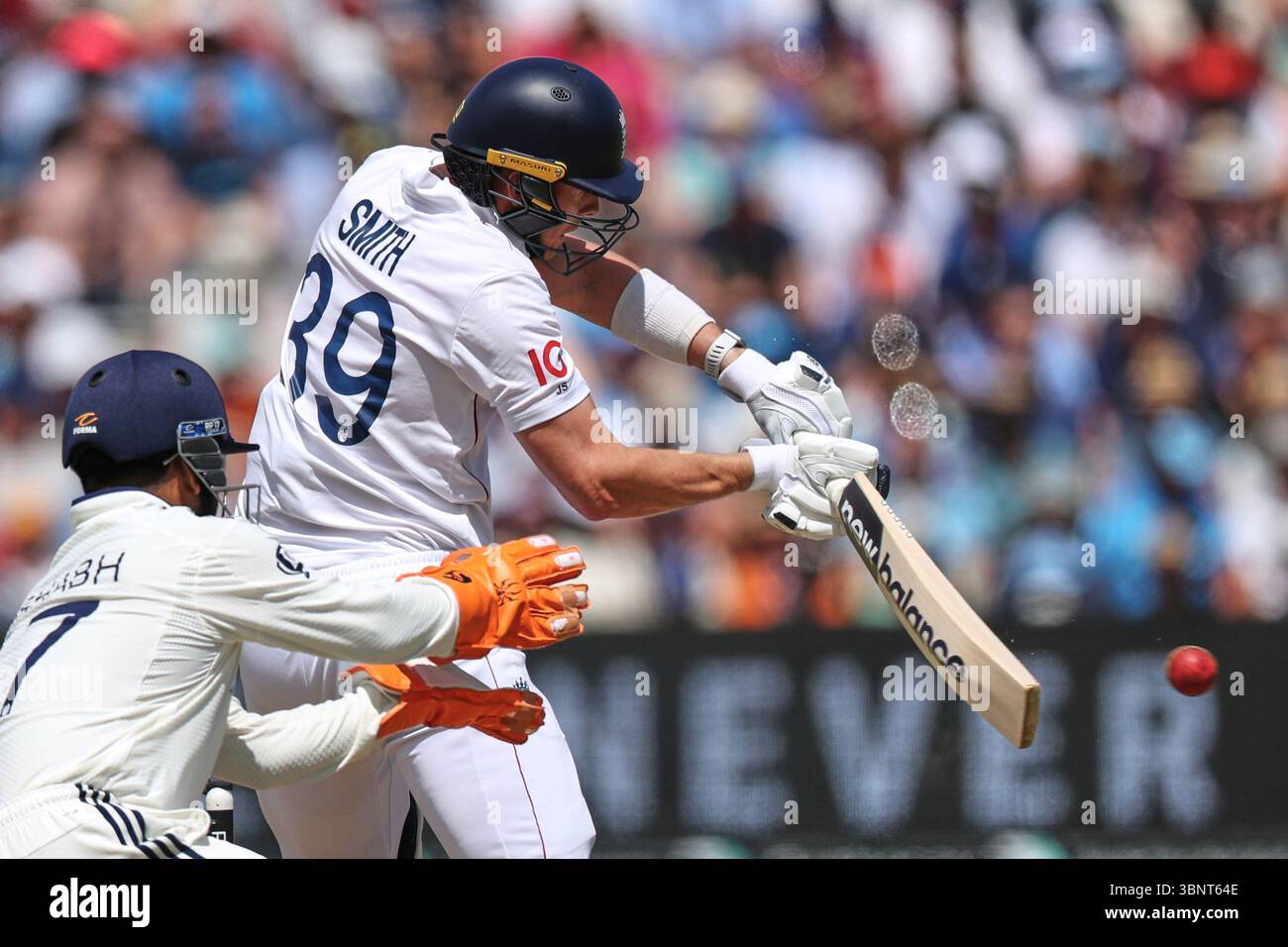 England's Jamie Smith bats on day three of the second cricket test ...