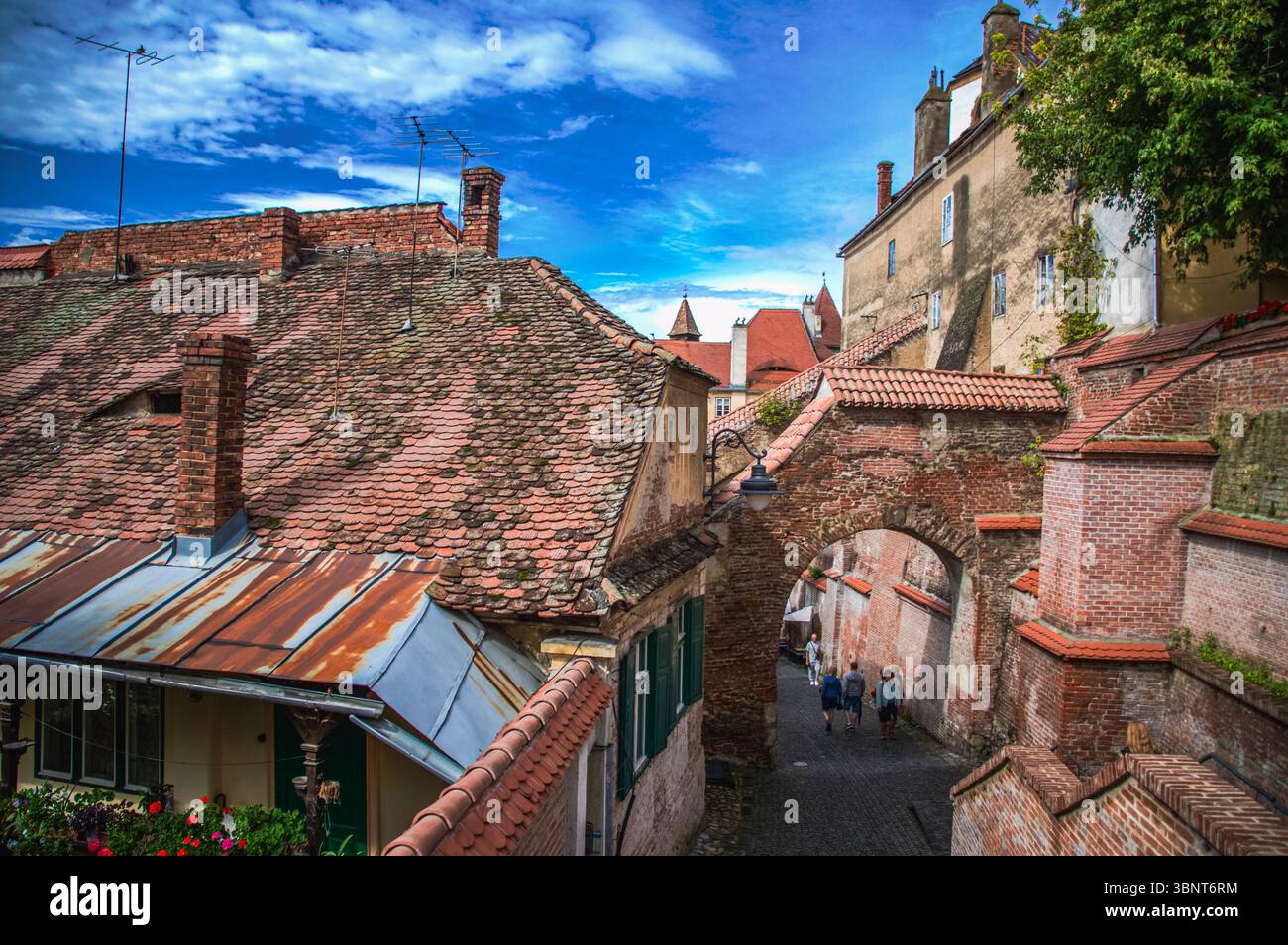 Historic old town rooftops in Sibiu Transylvania Romania Stock Photo ...