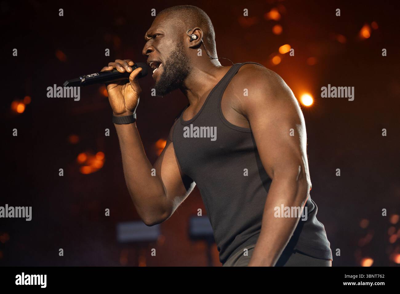Roskilde Festival, Roskilde Denmark, Stormzy performs on the Orange ...