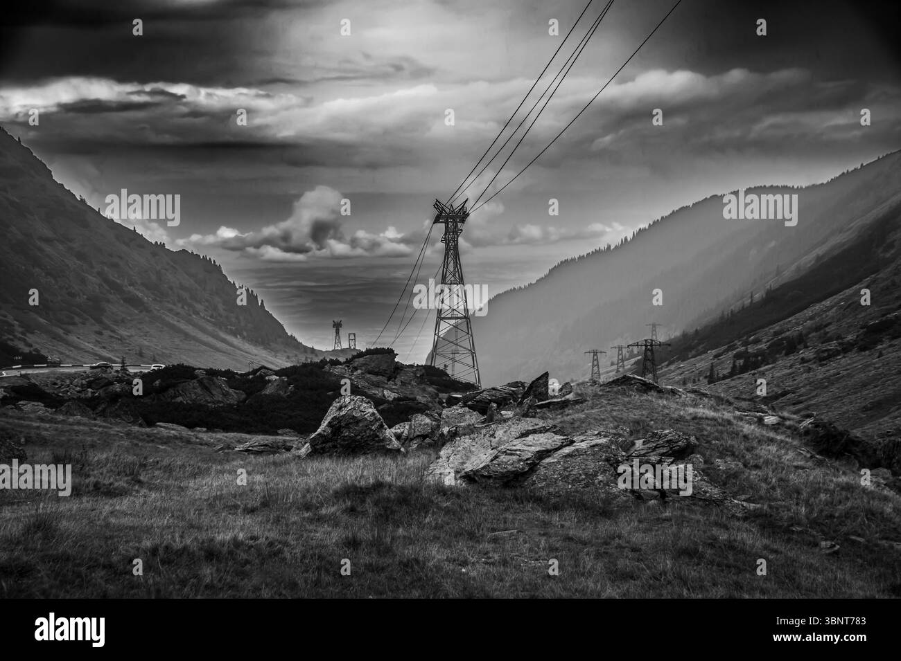 Cable car tower in Transfagarasan Mountains Romania Stock Photo - Alamy