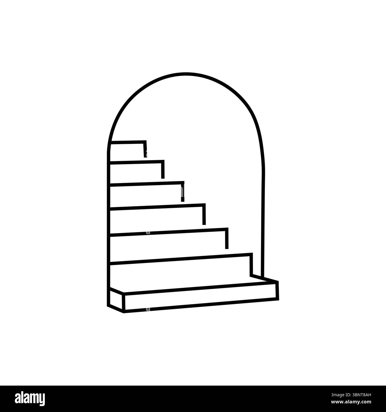 Simple outline of an arched staircase, representing progress, ascent ...
