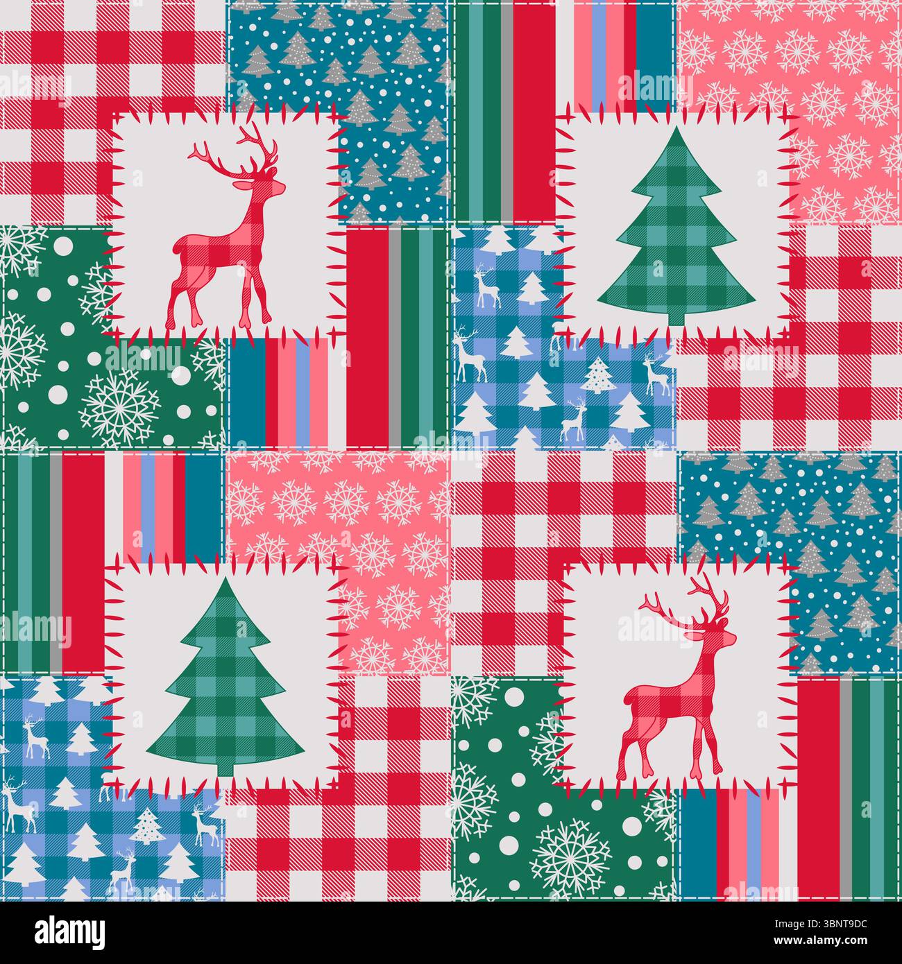 Blue patchwork quilt Stock Vector Images - Alamy