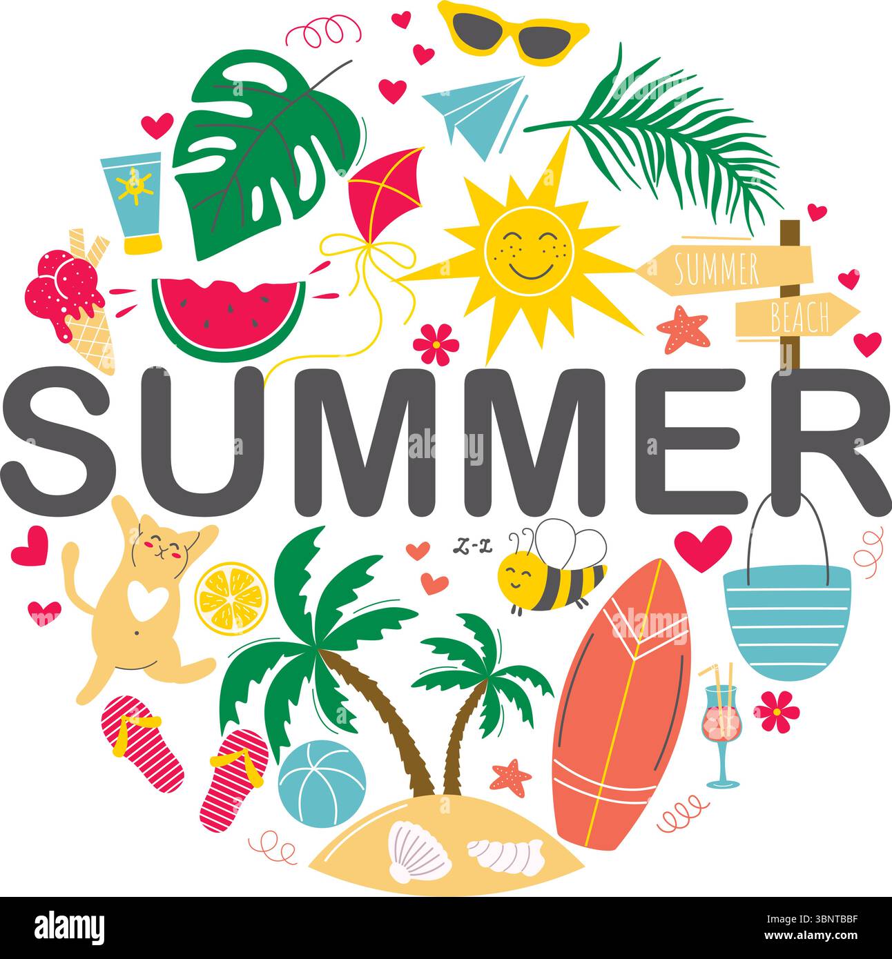Summer attributes Stock Vector Images - Alamy