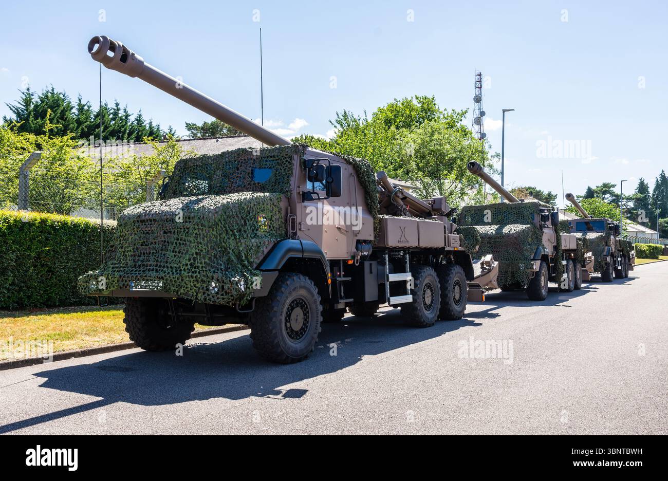 Convoy of three French Army's CAESAR howitzers, 155 mm self-propelled ...