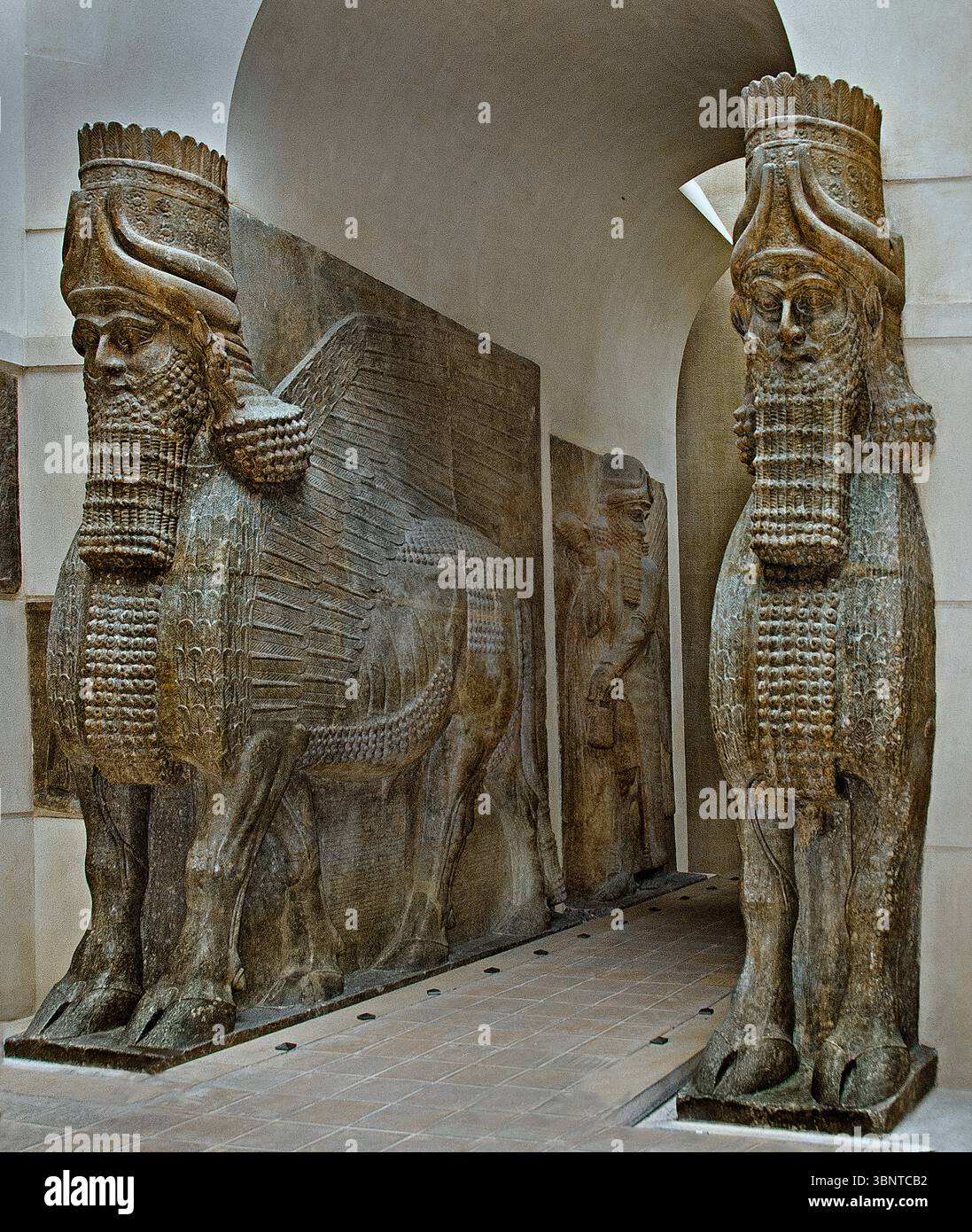 Winged human headed bull Neo Assyrian palace of Sargon II 721-705 BC ...