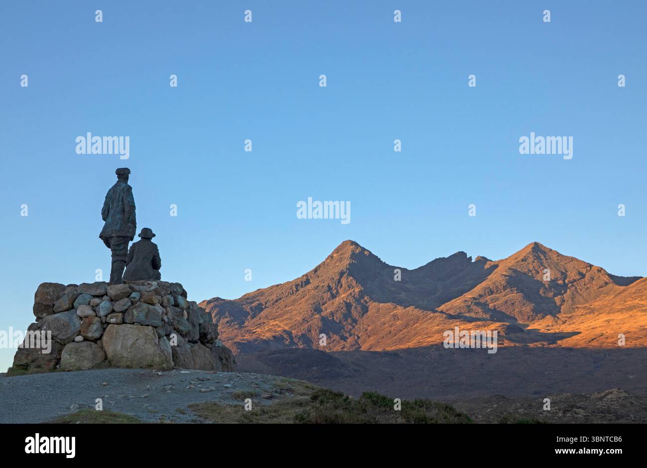 Statues of Norman Collie and John Mackenzie, climbers at Black Cuillins ...