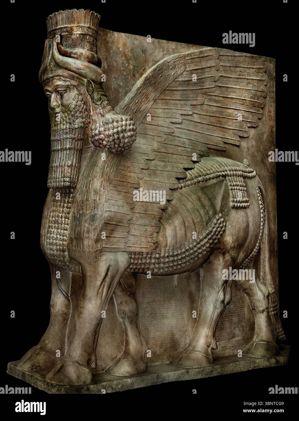 Winged human headed bull Neo Assyrian palace of Sargon II 721-705 BC ...