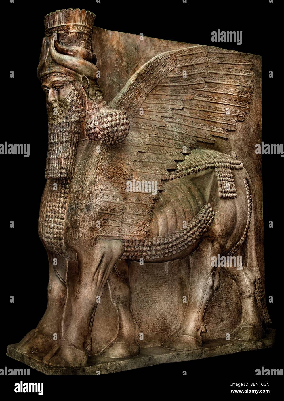 Winged human headed bull Neo Assyrian palace of Sargon II 721-705 BC ...
