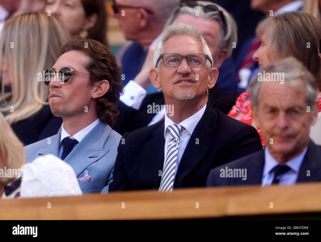 Gary Lineker and Angus Lineker in the Royal Box on day five of the 2025 ...