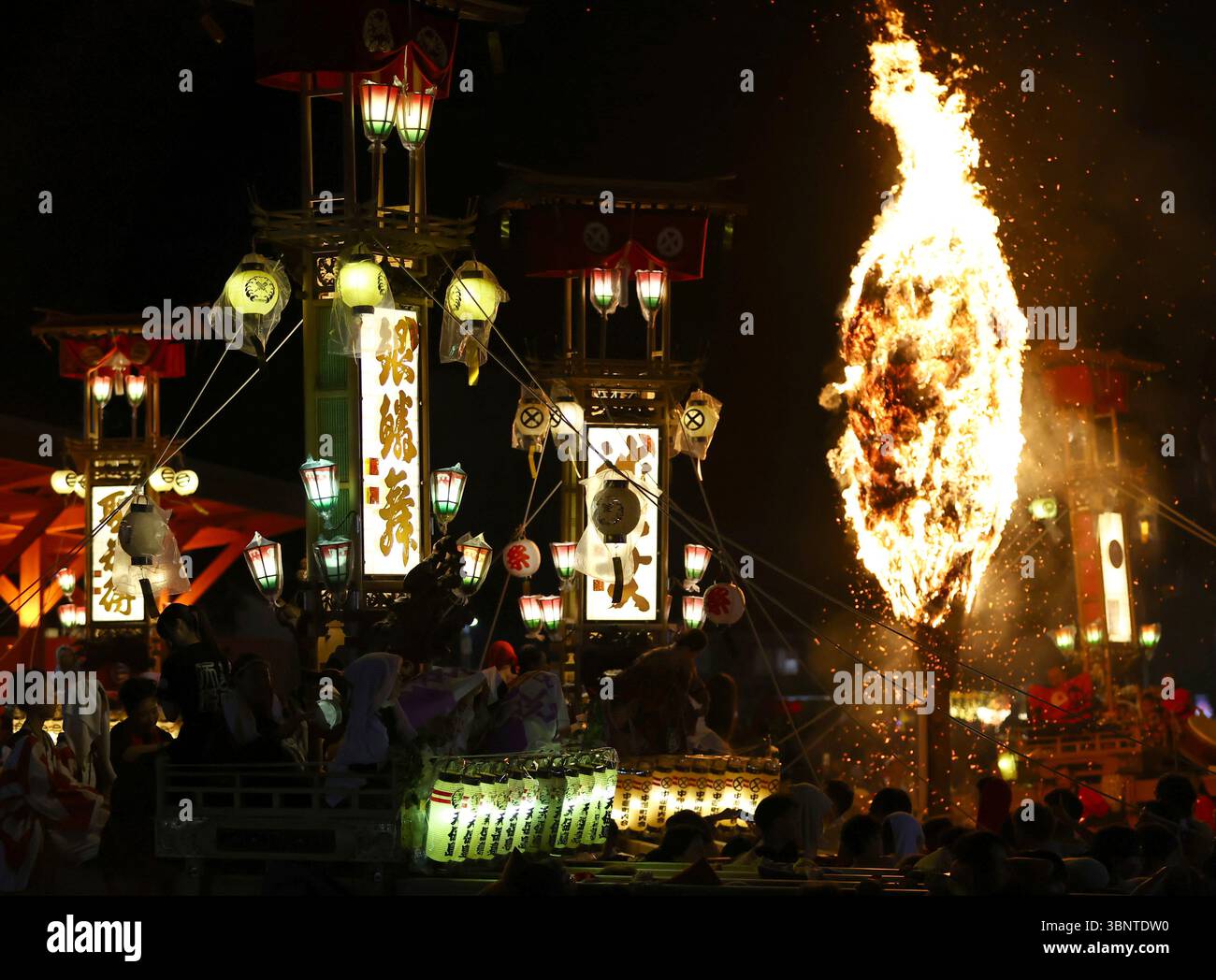 42 kiriko dance wildly with huge torches during the Abare Matsuri, also ...