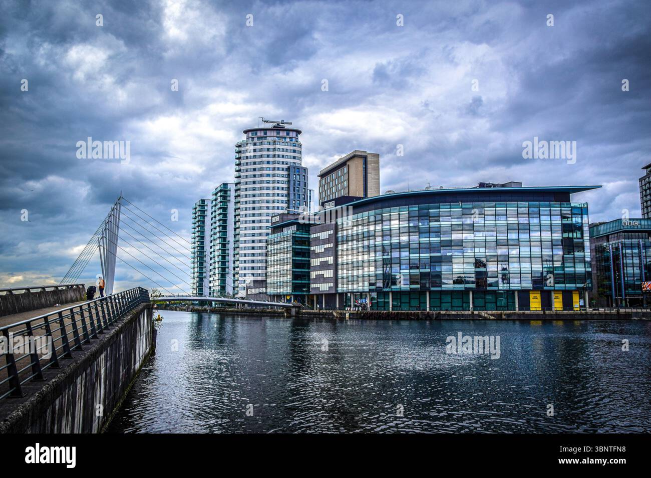 Modern architecture in Manchester with cloudy sky Stock Photo - Alamy