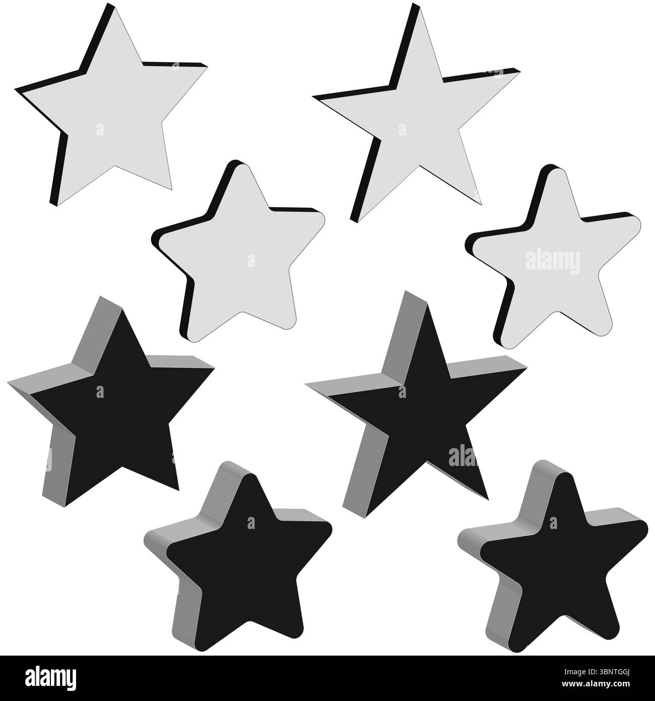Gradient star icons. Monochrome shade shapes. Falling cluster Vector. Simple contrast set Stock ...