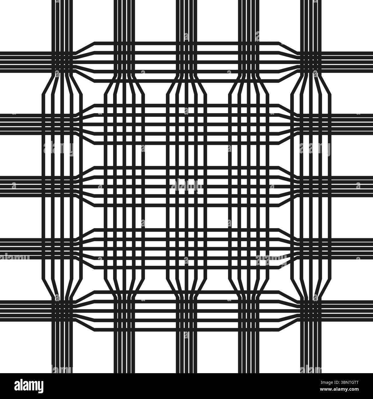 Black plaid pattern. Dense line lattice. Geometric mesh grid. Vector textile backdrop Stock ...