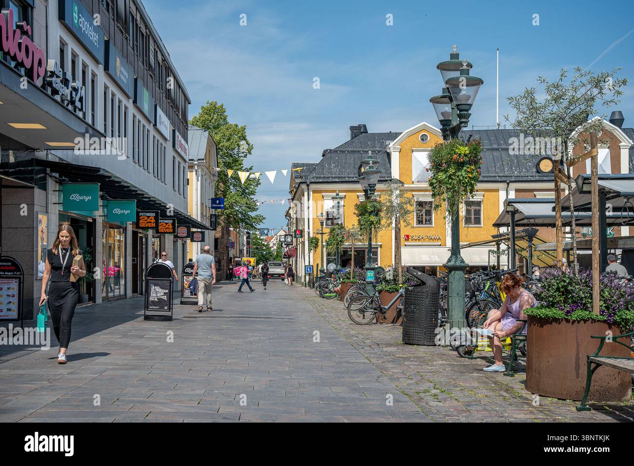 Stora Torget (main square) in the city centre Linköping during summer ...