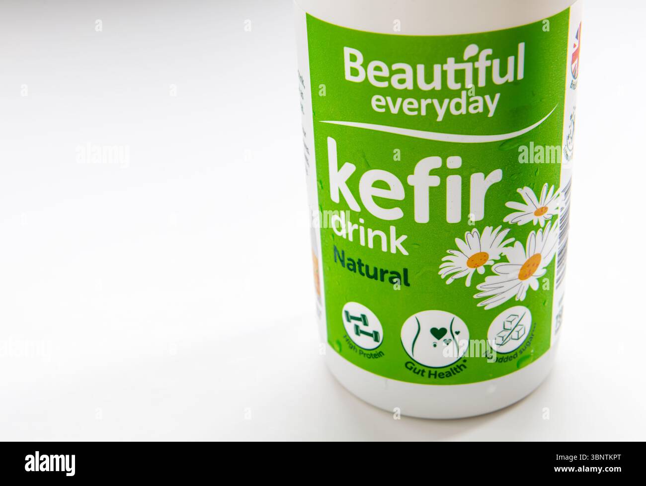 London. UK- 07.02.2025. Close up of a bottle of Kefir natural yogurt ...