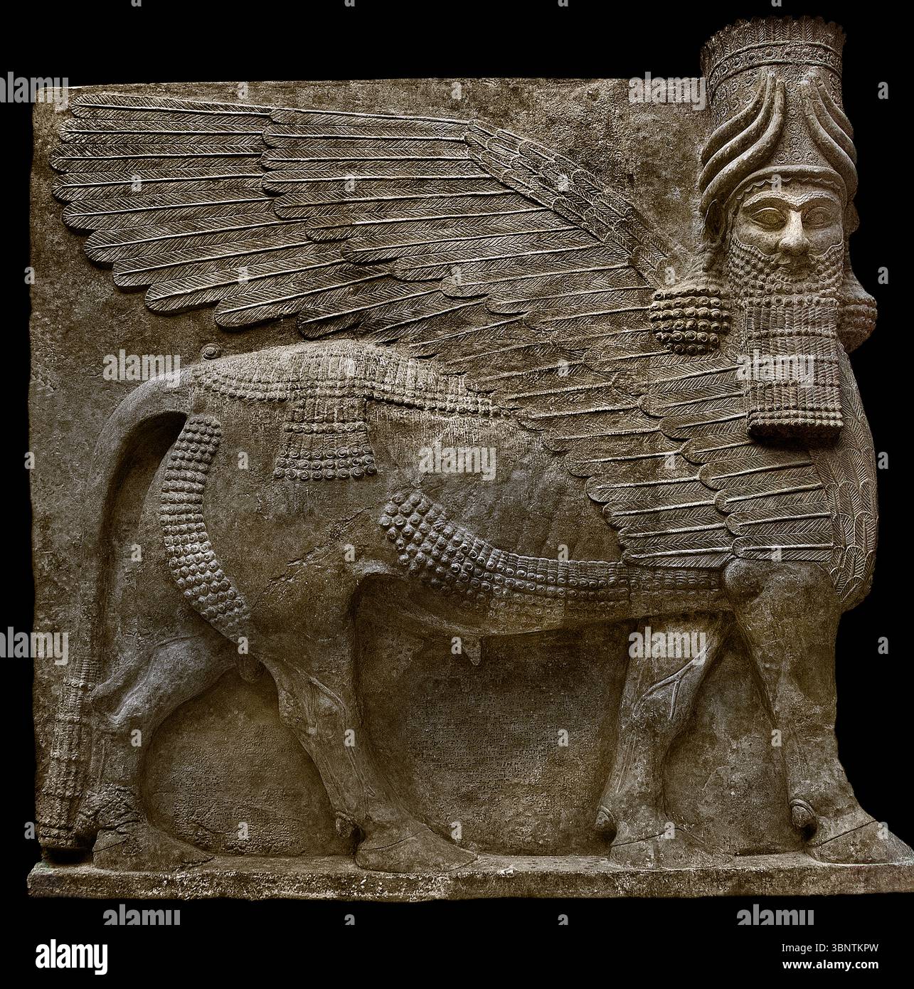 Winged human headed bull Neo Assyrian palace of Sargon II 721-705 BC ...