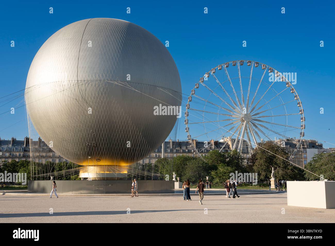 Paris, France - 07 03 2025: Panoramic view of the Olympic cauldron ...
