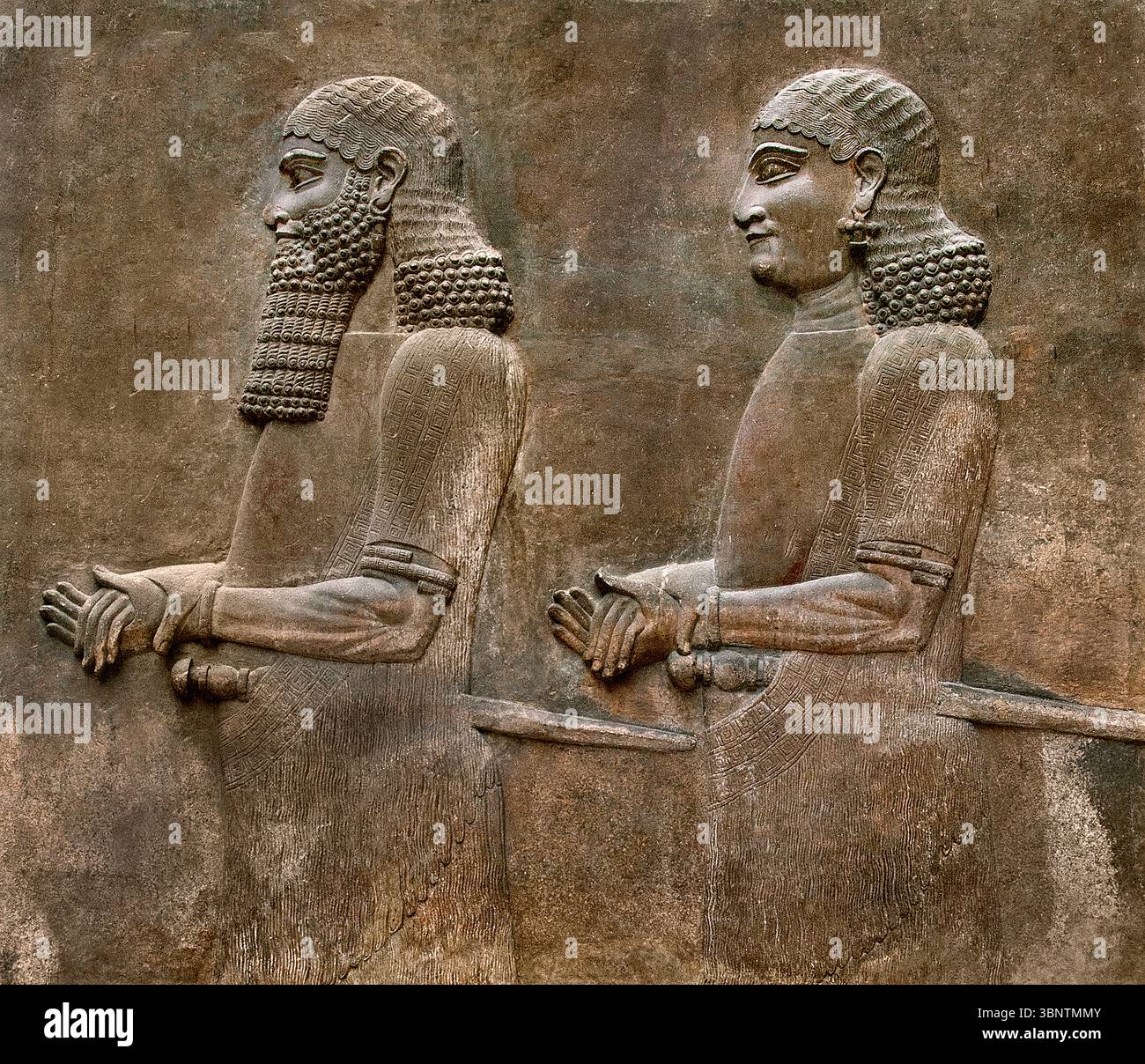Two officials Neo Assyrian palace of Sargon II 721-705 BC Khorsabad ...
