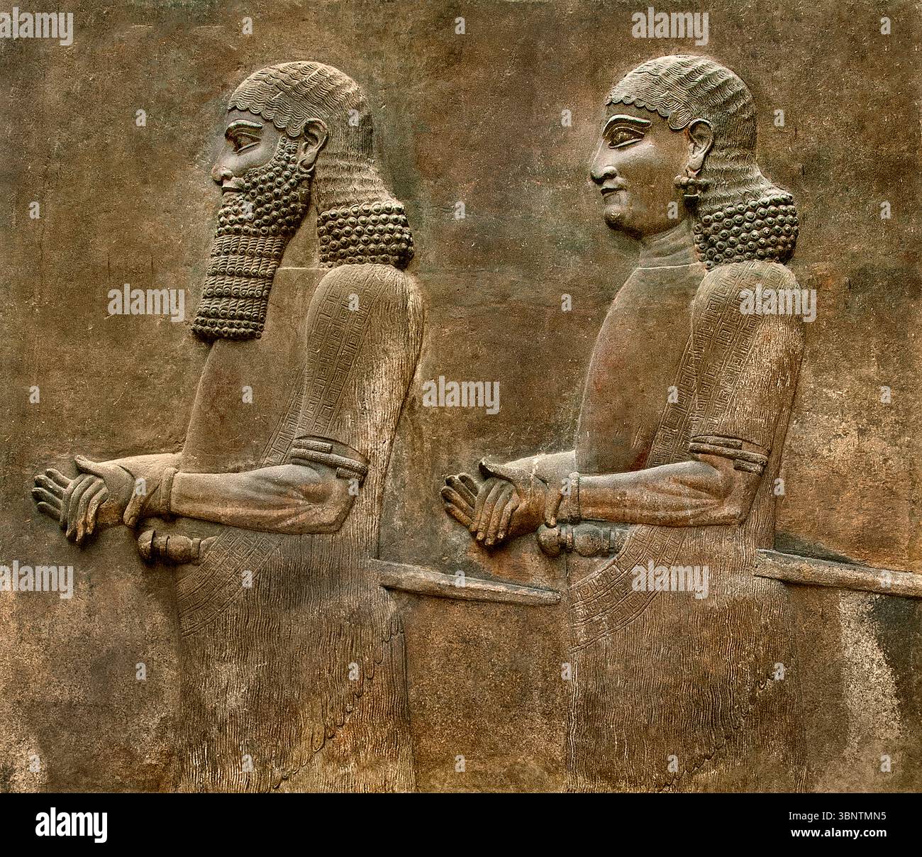 Two officials Neo Assyrian palace of Sargon II 721-705 BC Khorsabad ...