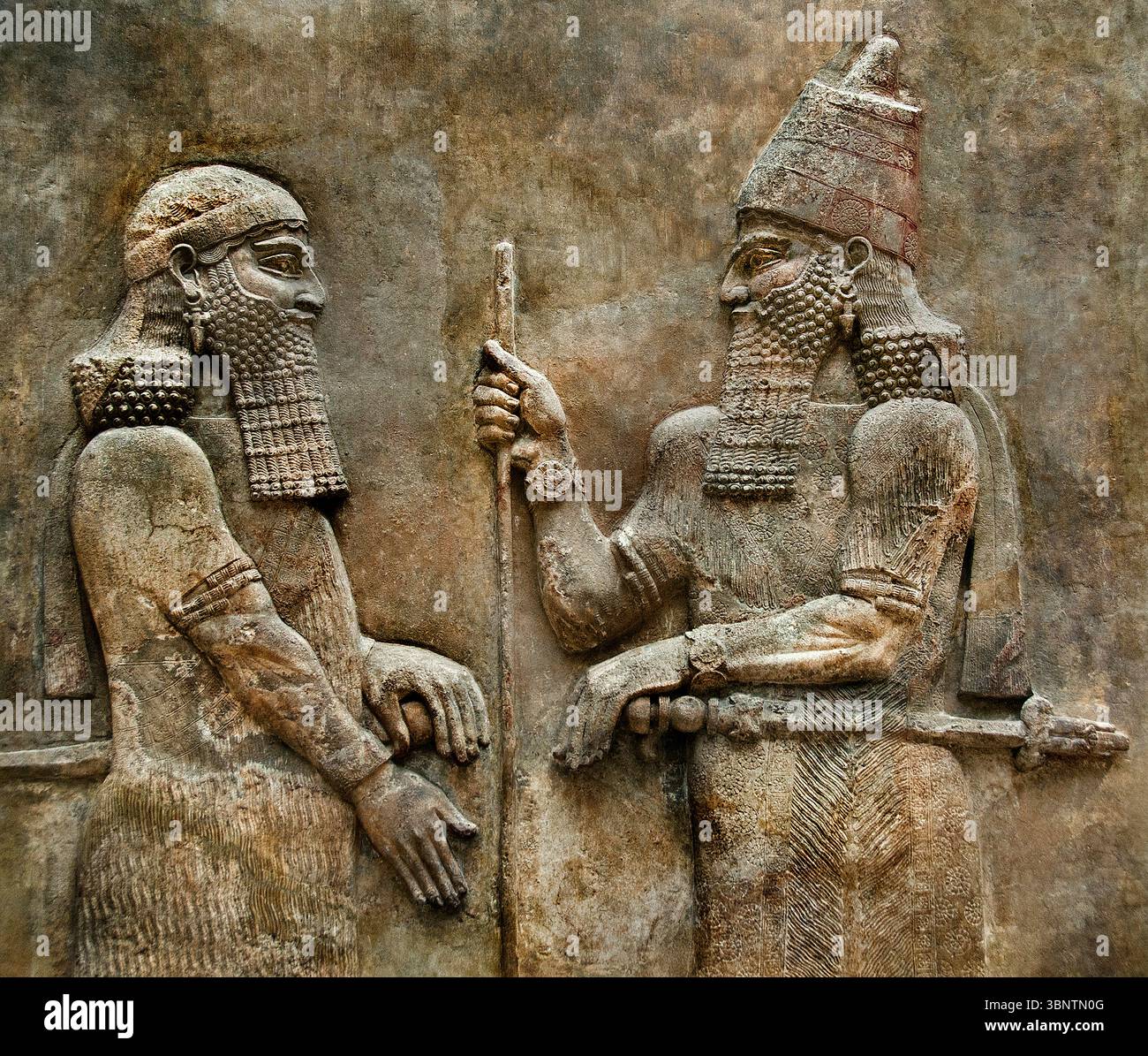 King Sargon II and a high official Neo Assyrian Sargon II 721-705 BC Khorsabad ancient Dur ...