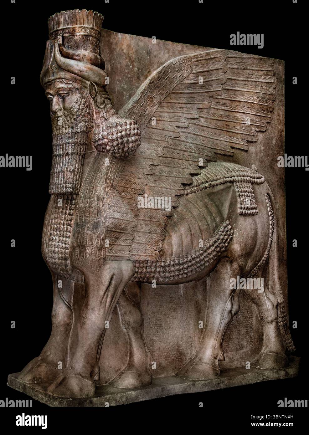 Winged human headed bull Neo Assyrian palace of Sargon II 721-705 BC ...