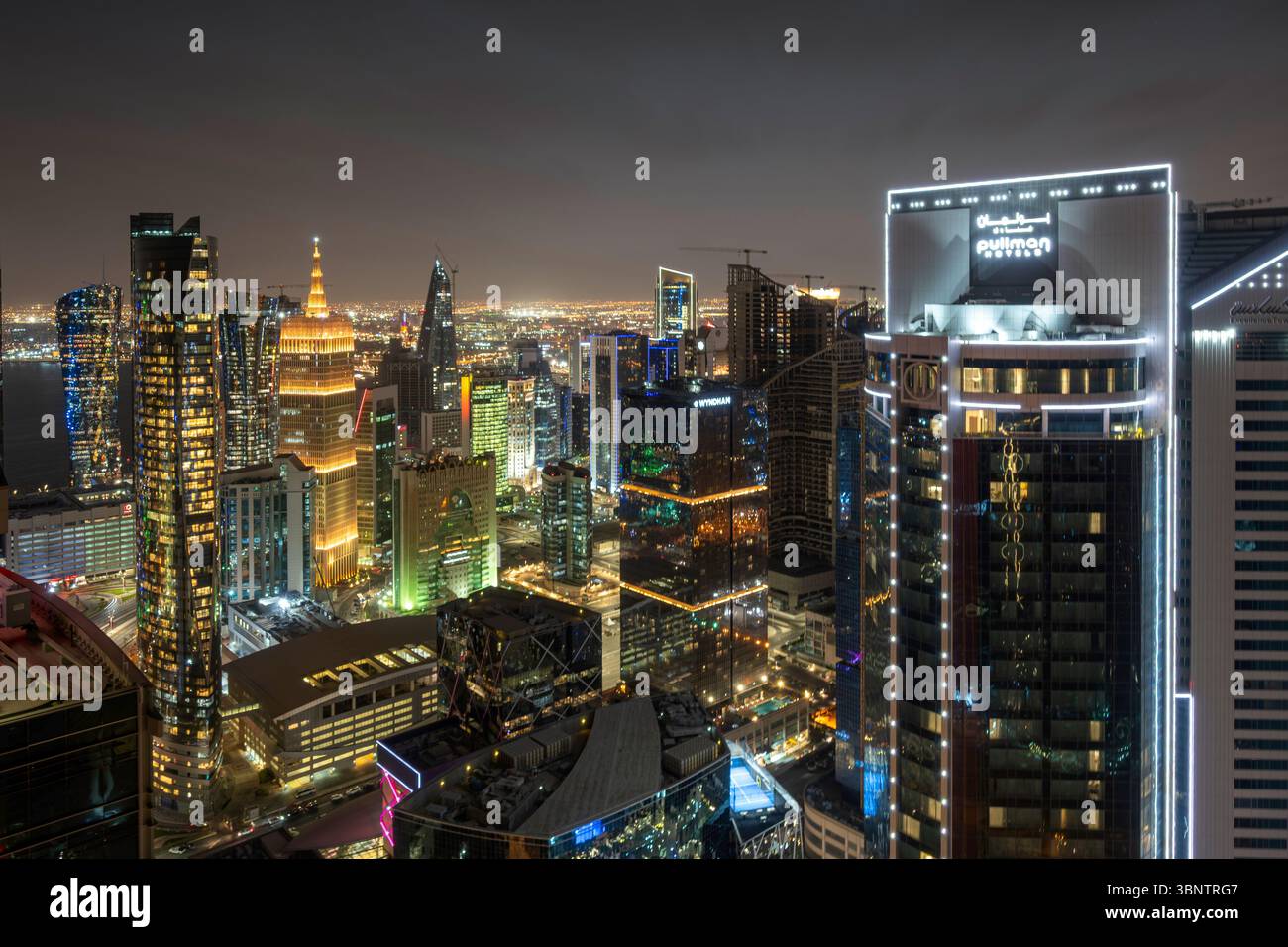 Doha, Qatar - May 02, 2025: Pullman Doha. Aerial view West Bay Doha ...