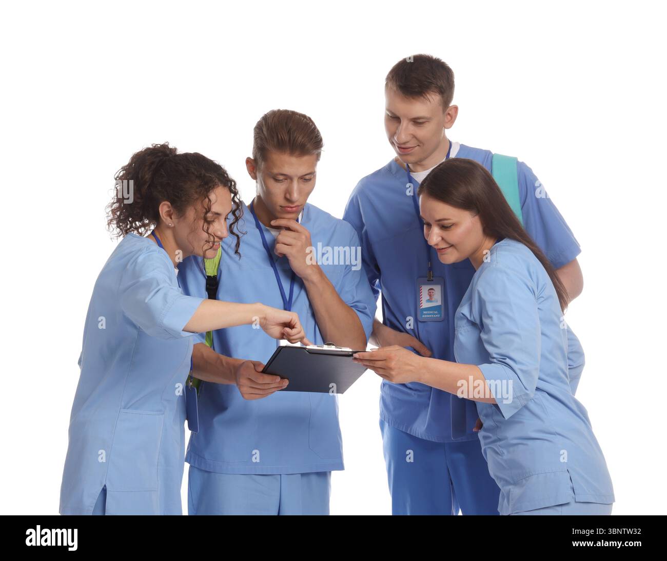 Group of medical students on white background Stock Photo - Alamy