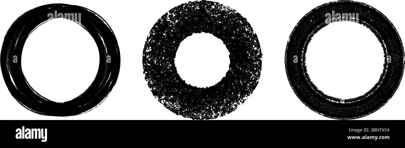 Black brush stroke circular shape designs. Vector illustration Stock ...