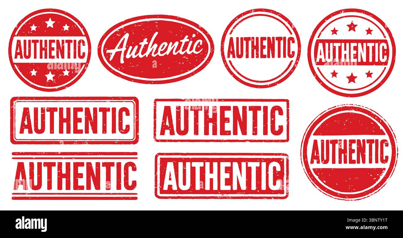 Authentic Stamp vector set. Authentic Rubber Stamp design collection ...