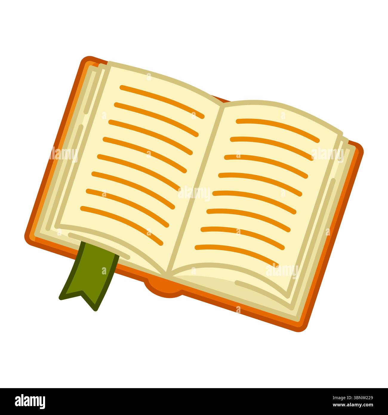 Cartoon Open Book Illustration. Cartoon open book with orange cover and ...