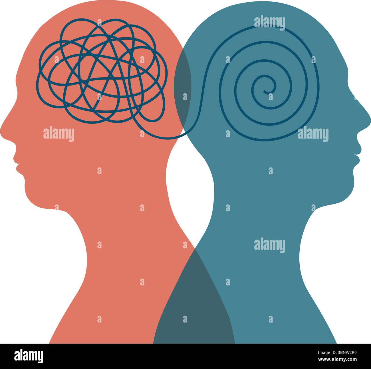 Two head silhouette bipolar disorder mind mental health tangle untangle ...