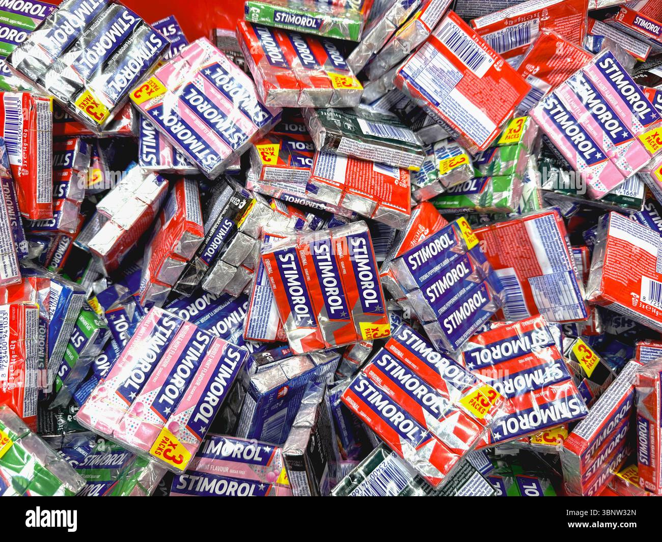 A bunch of different chewing gum Stimorol. Copenhagen, Denmark - July 3 ...