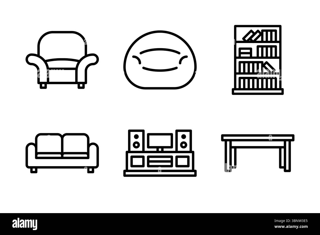 Furniture icon set minimal Black and White Stock Photos & Images - Alamy