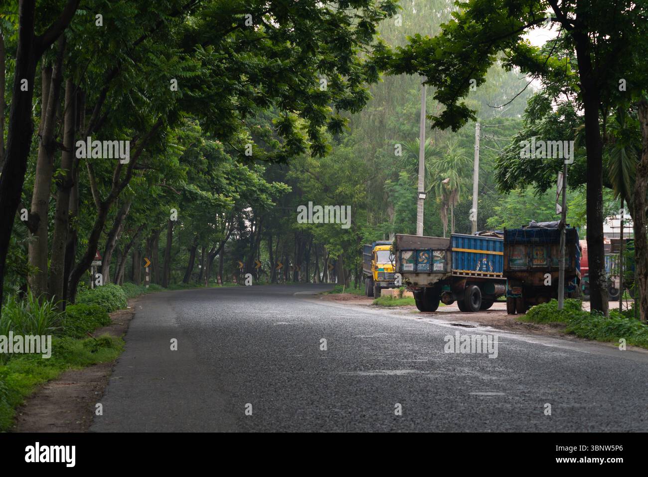 Cars trucks drive along road hi-res stock photography and images - Alamy