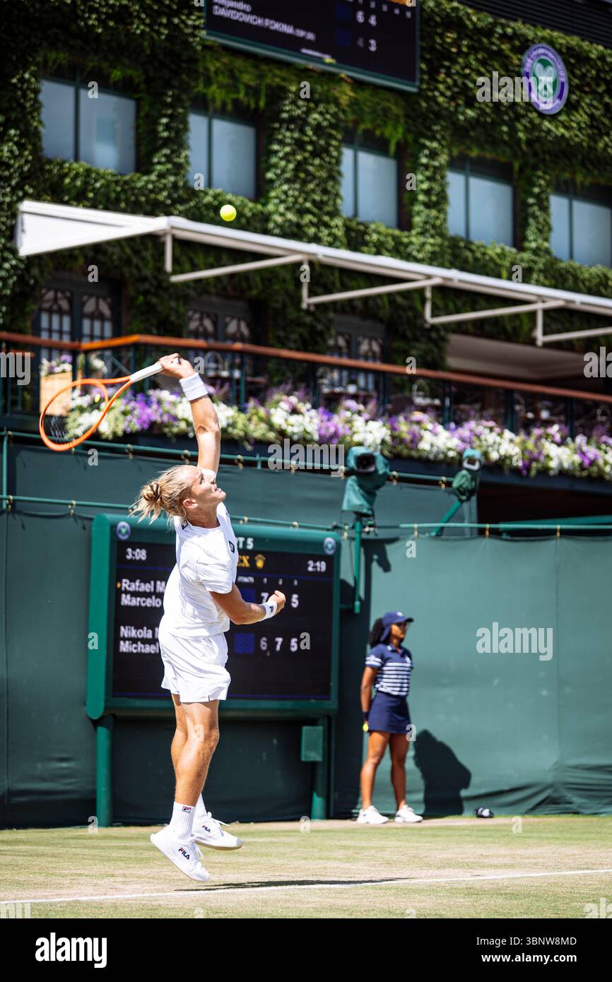 Rafael Matos during the Wimbledon 2025 Men’s Doubles second round ...
