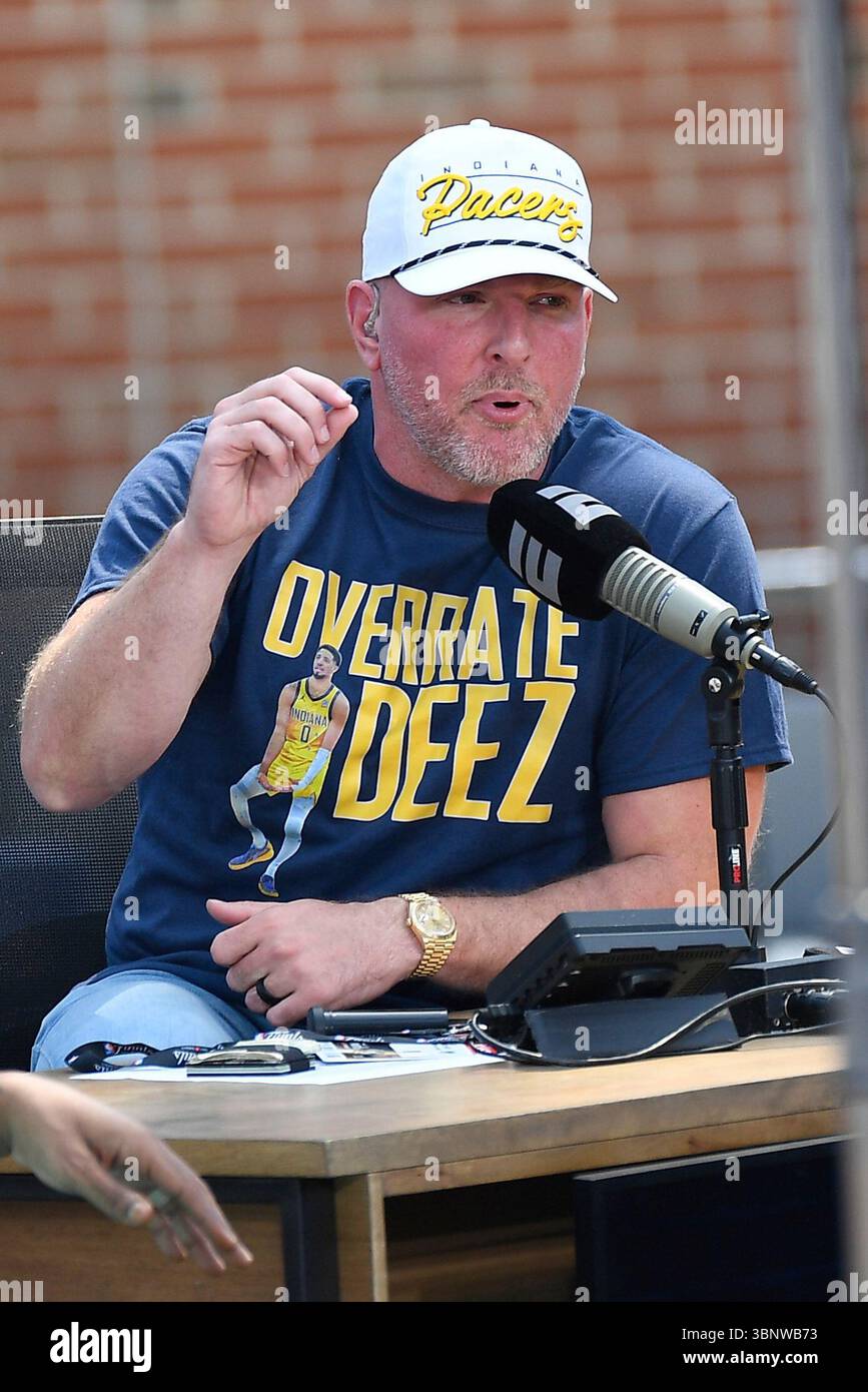 INDIANAPOLIS, IN - JUNE 11: Pat McAfee broadcasts the Pat McAfee Show ...