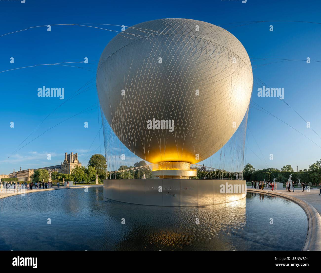 Paris, France - 07 03 2025: Panoramic view of the Olympic cauldron ...