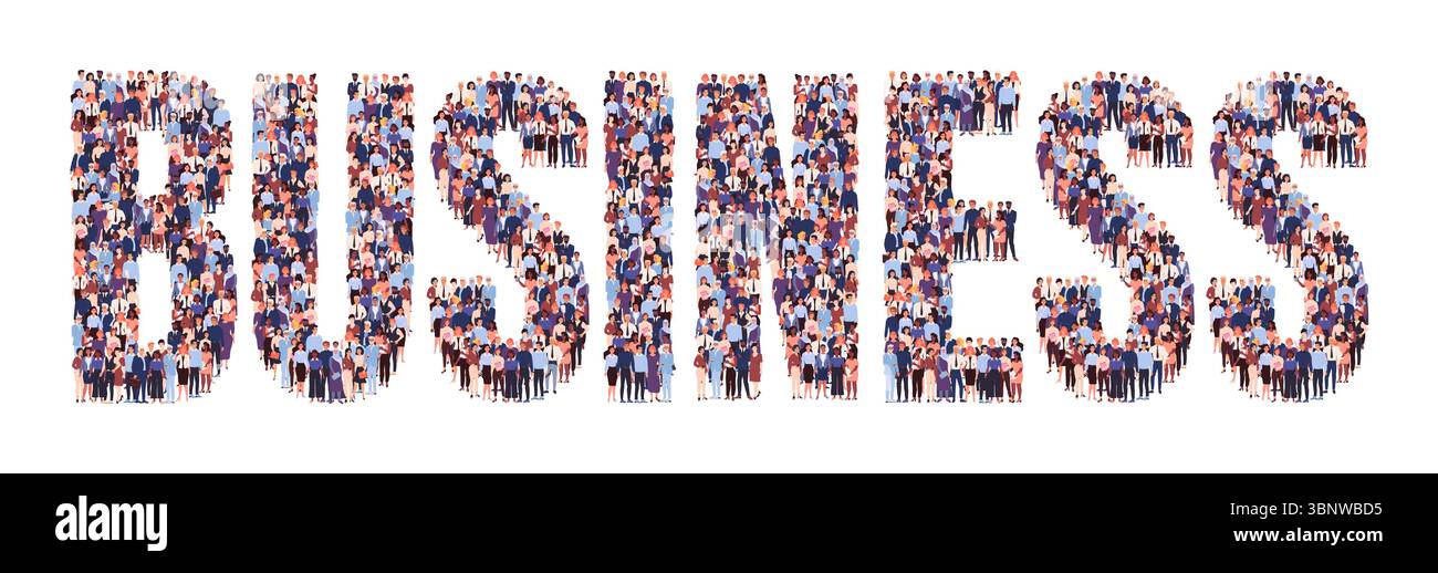 Many people. Crowd lettering. Citizens team. Men or women group ...