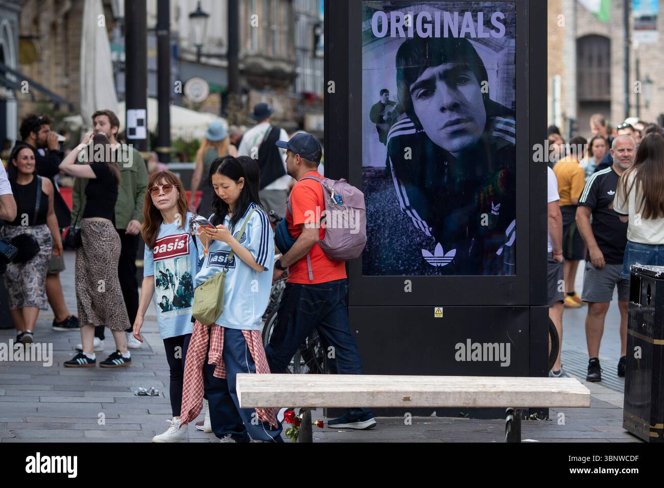 Cardiff, Wales, UK. 4th July, 2025. Oasis fans in Cardiff city centre ...