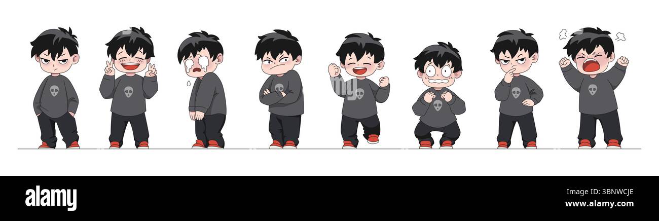 Japanese characters. Comic man expression. Manga boy illustration for ...