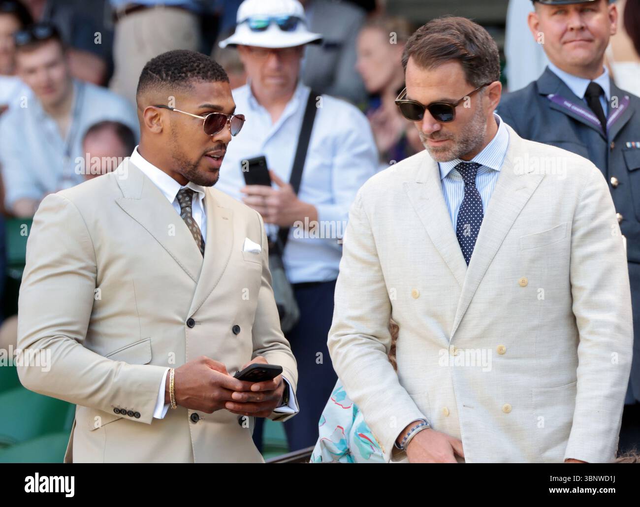 London, UK. 04th July, 2025. Boxer Antony Joshua and manager Eddie ...