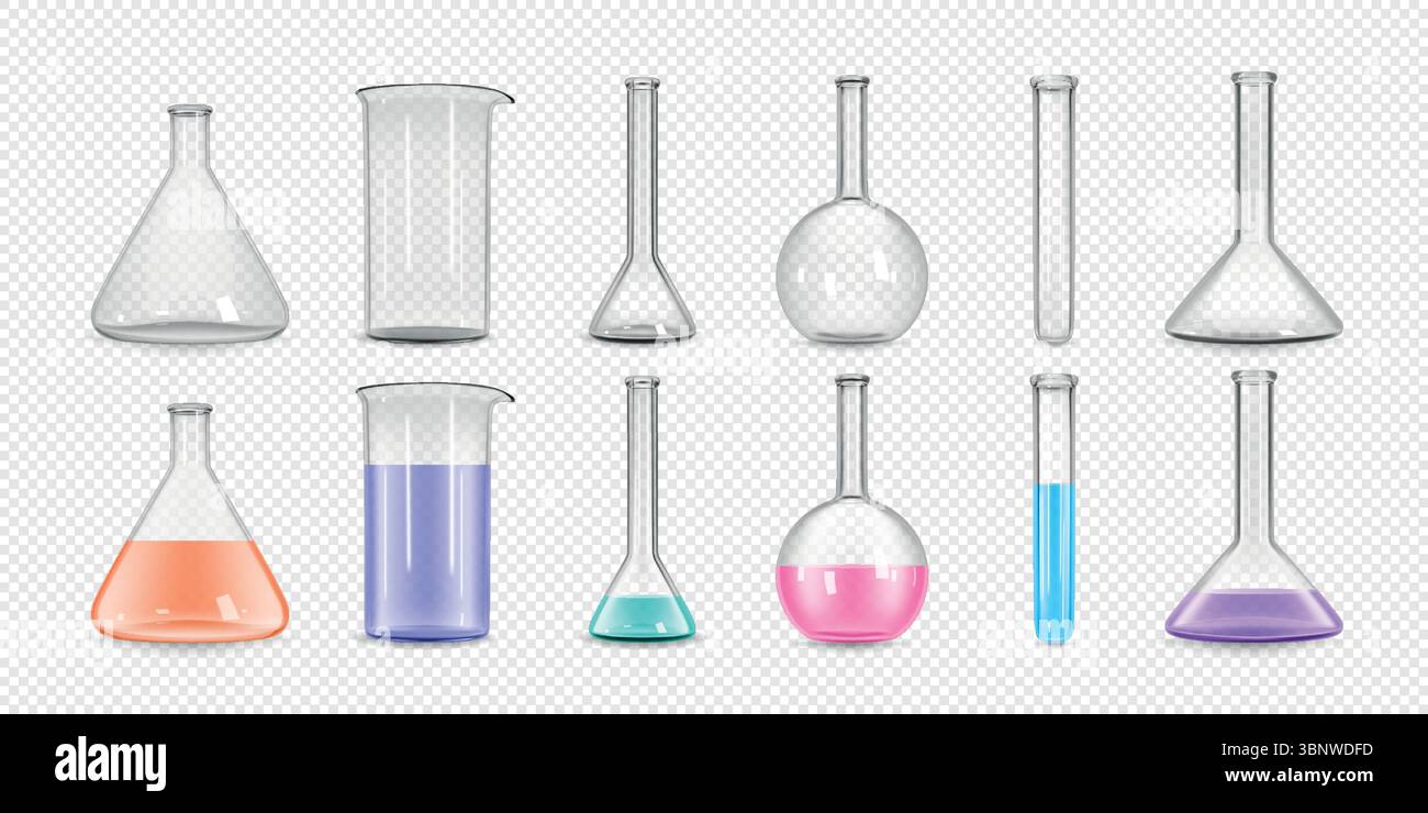 Test tube. Lab flask, 3d science beaker or chemistry glassware bottle ...