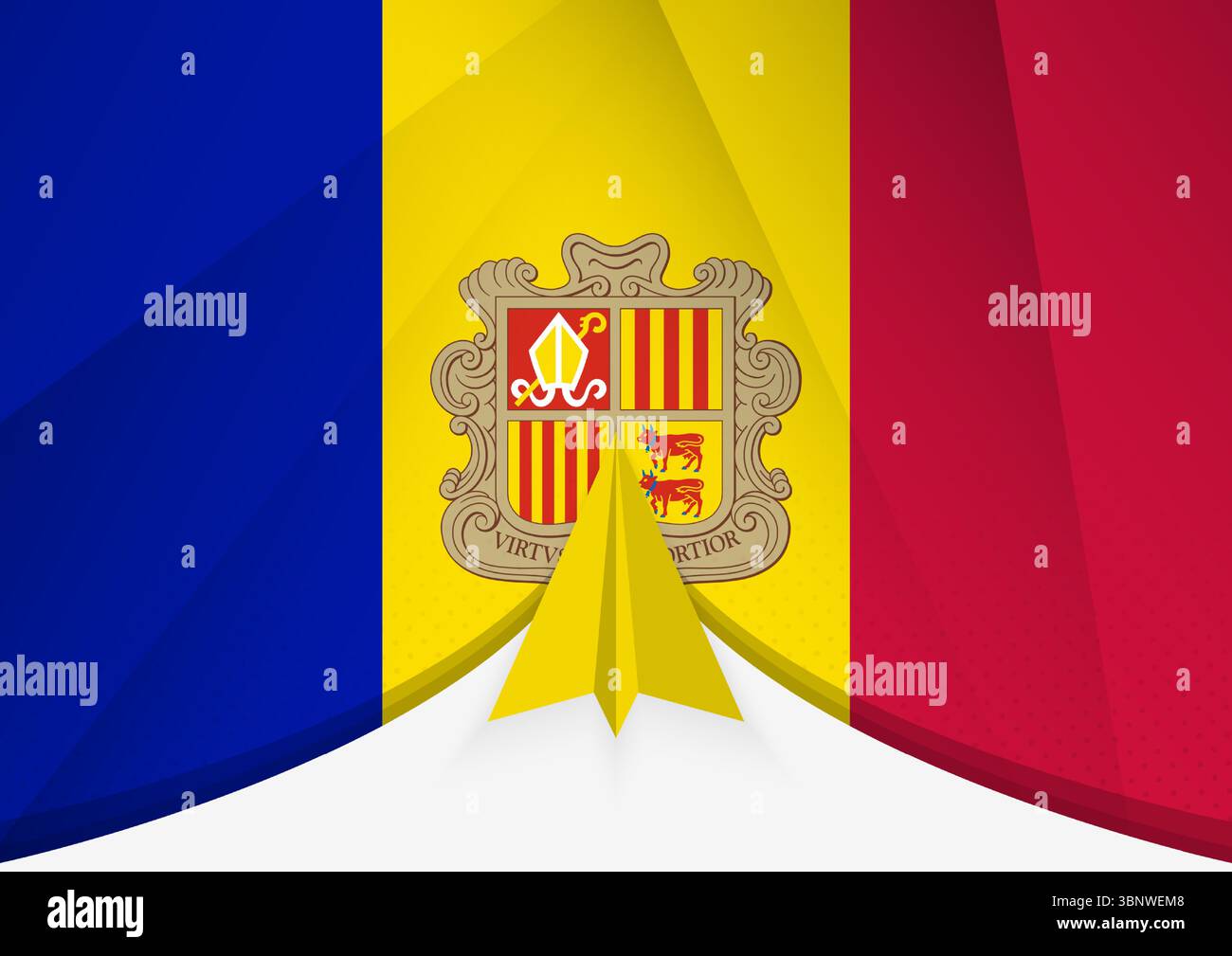 Andorra Flag with Abstract Paper Airplane Design, National Flag in a ...