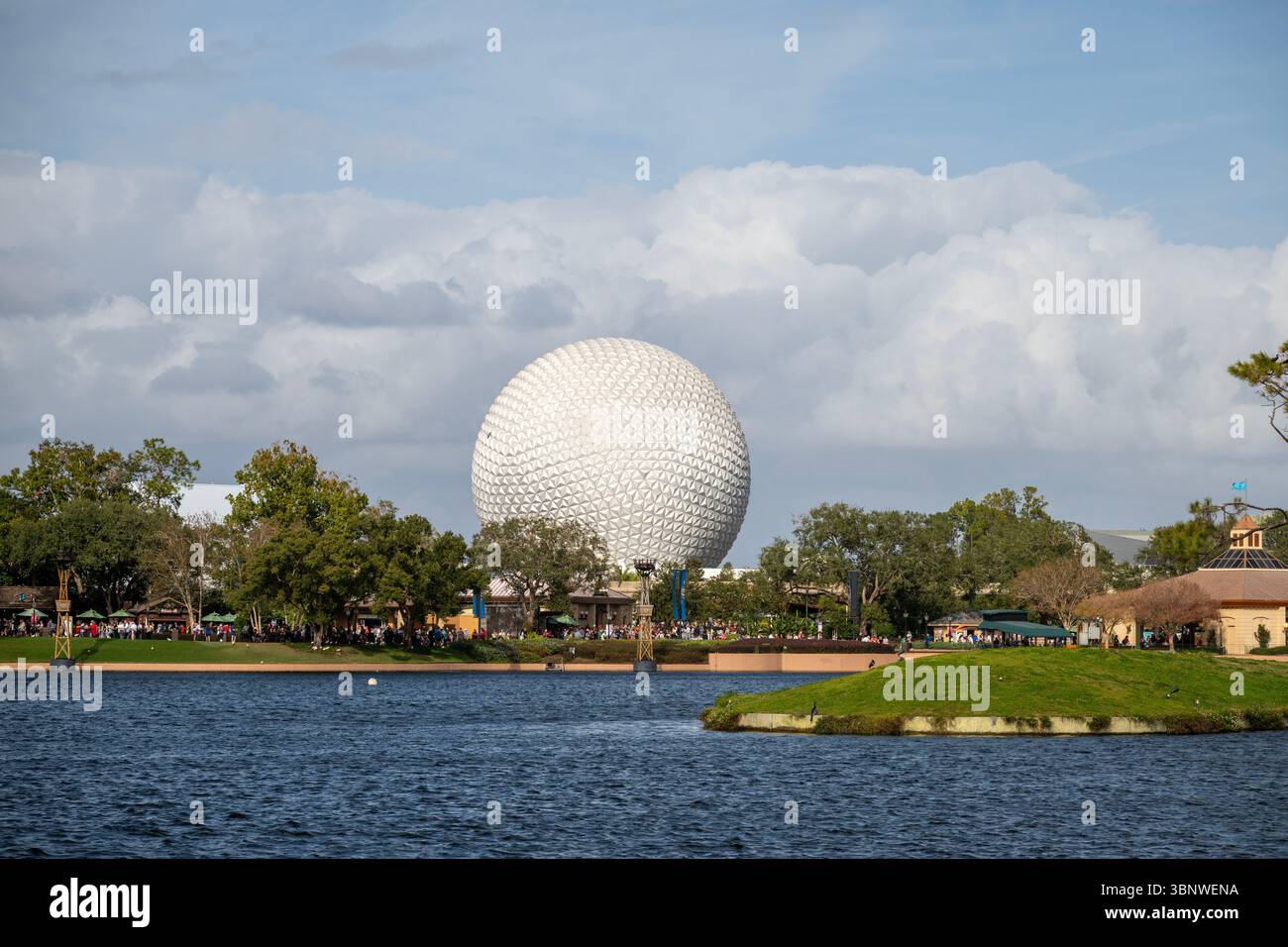 Spaceship Earth, the landmark of EPCOT. EPCOT is a theme park at the ...