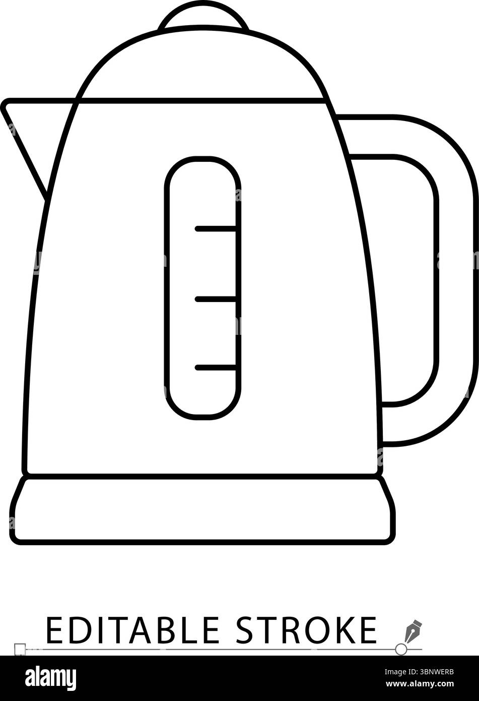An electric kettle icon in minimalist style with editable stroke ...