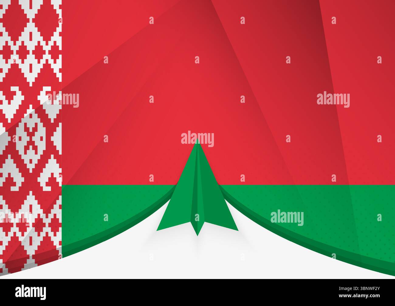 Belarus Flag with Abstract Paper Airplane Design, National Flag in a ...